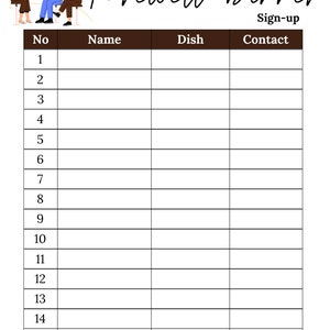 Farewell Dinner Sign up Sheet | Farewell Dinner Sign up Sheet | Potluck ...