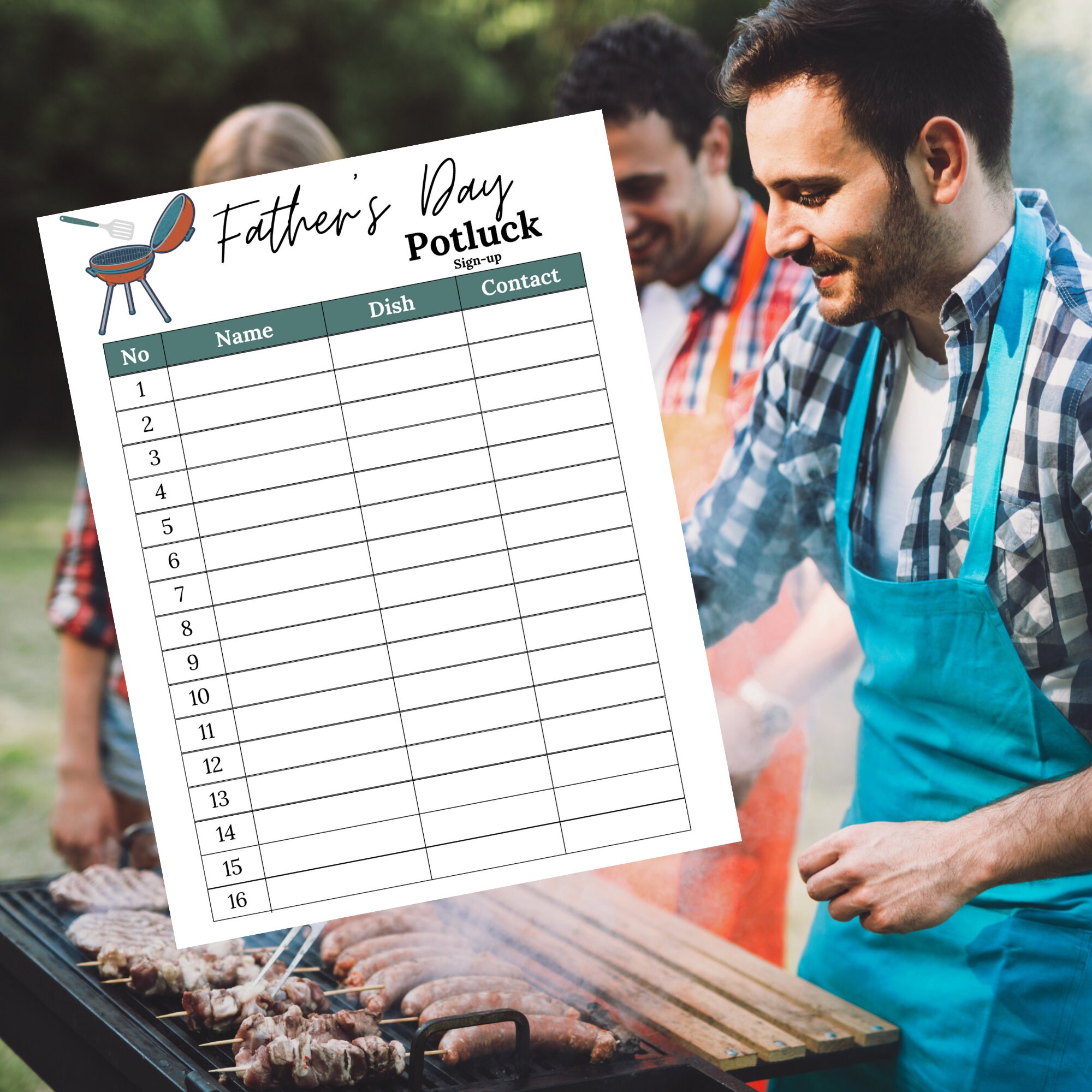 Potluck Sign up Sheet | Father's Day Potluck Sign up Sheet | Father's ...