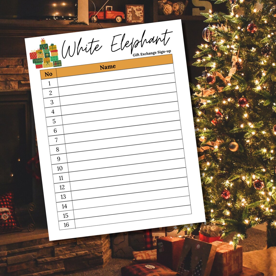 White Elephant Gift Exchange Sign up Sheet | Gift Exchange Sign up ...