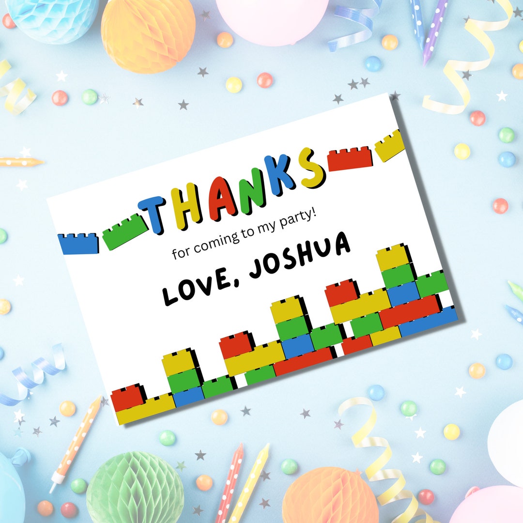 Digital Building Blocks Thank You Cards Building Blocks Editable ...