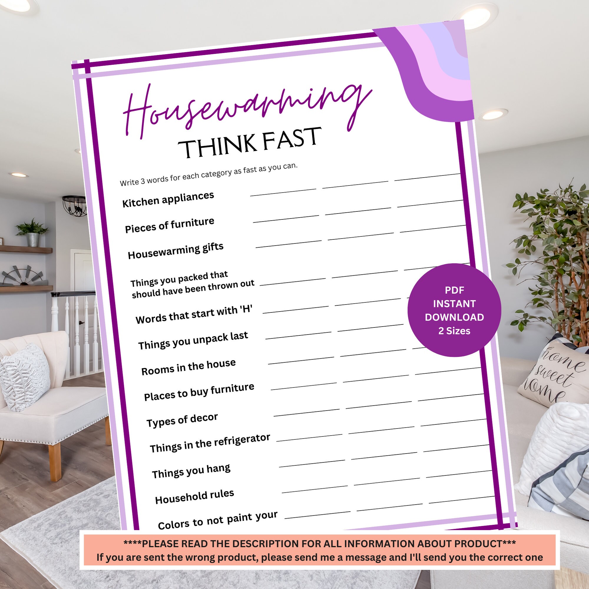 Think Fast Housewarming Game | Housewarming Game | Moving Day | New ...