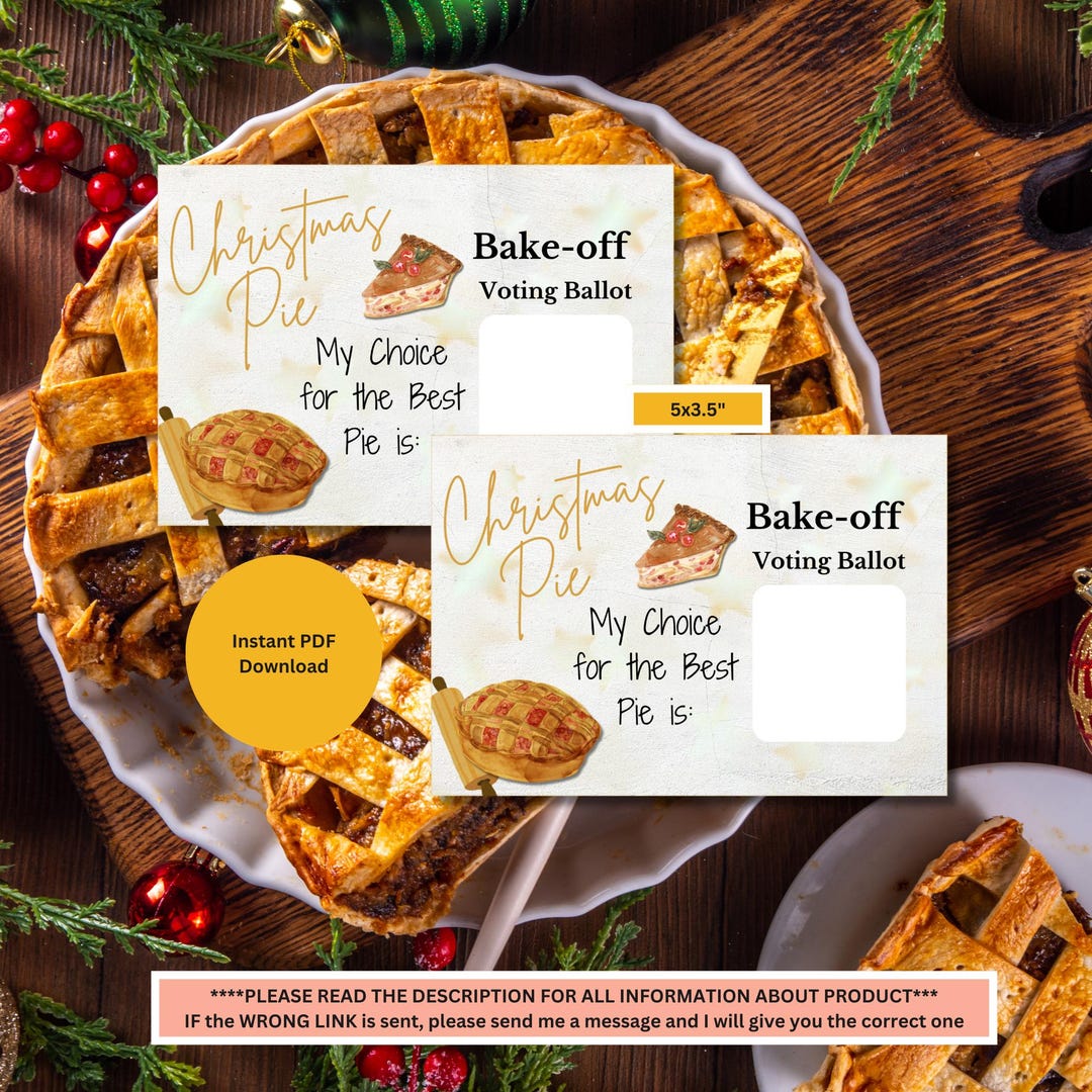 Christmas Pie Bake-off Voting Ballot Cards| Pie Bake-off | Pie Bake-off ...