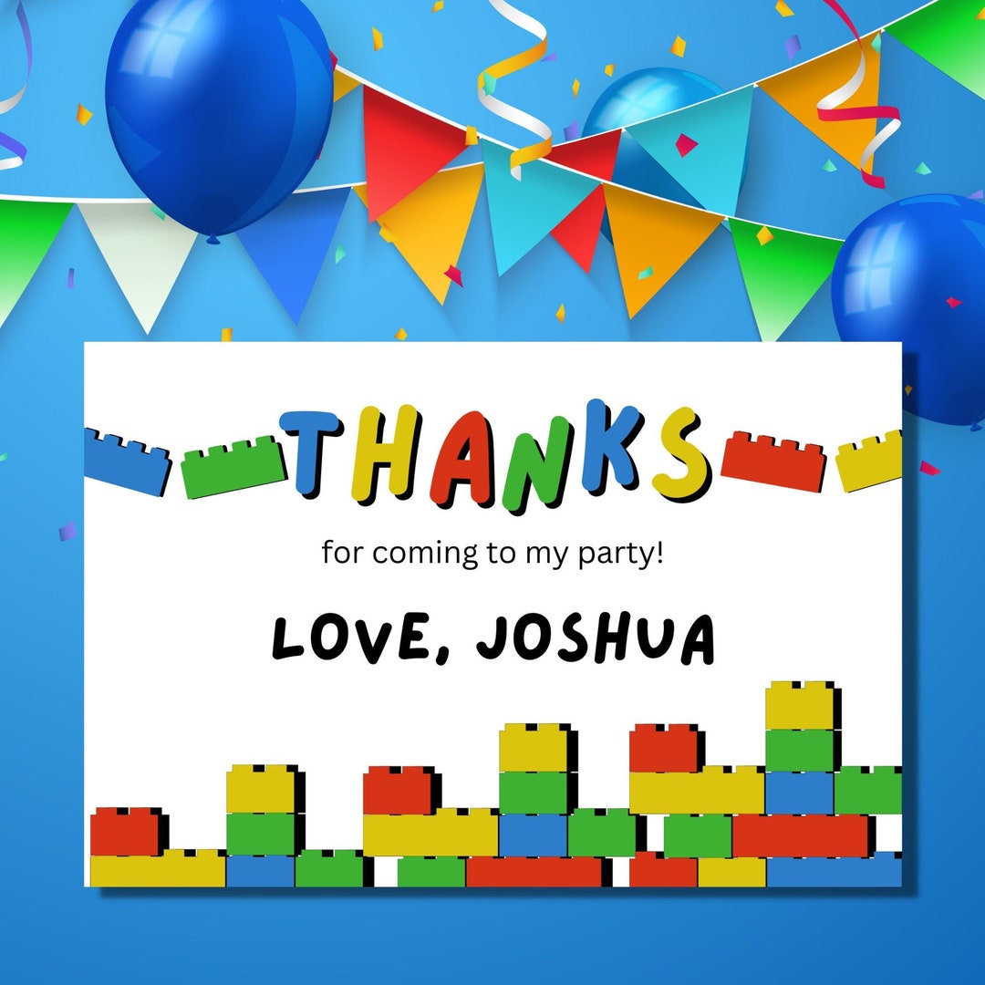 Digital Building Blocks Thank You Cards Building Blocks - Etsy