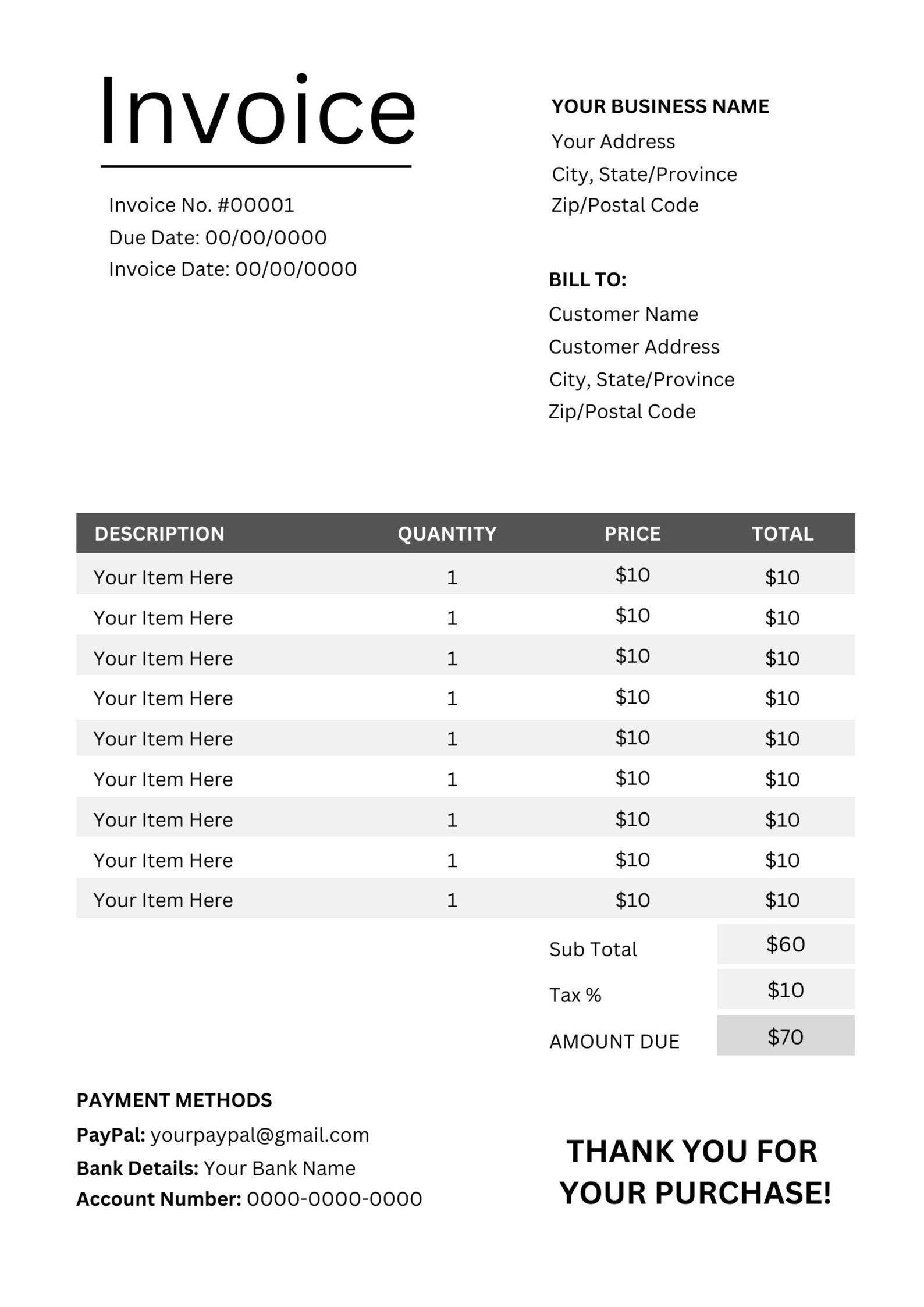 Invoice Template Download | Invoice Template | Canva Editable Template ...