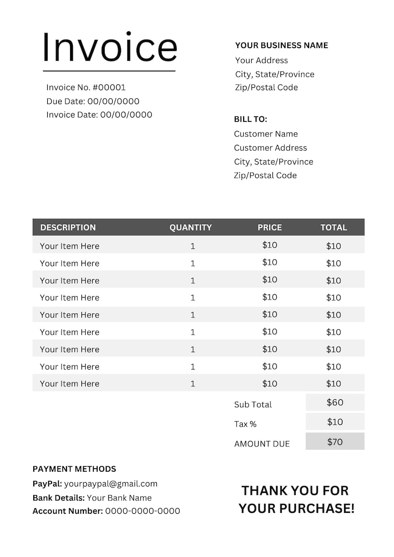 Invoice Template Download | Invoice Template | Canva Editable Template ...