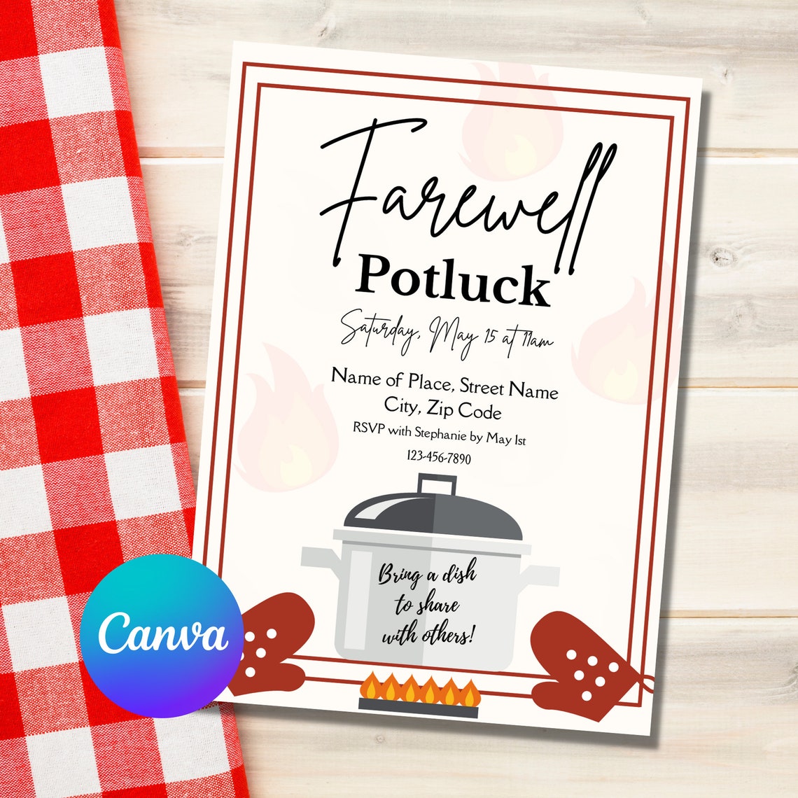 Farewell Potluck Invite Template Editable Potluck Invitation Potluck ...