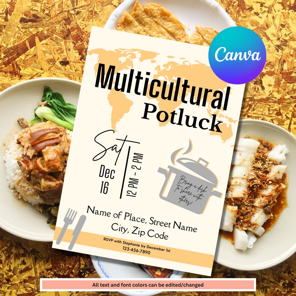 Multicultural Food Potluck Invitation Template International Food ...