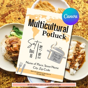 Multicultural Food Potluck Invitation Template | International Food ...