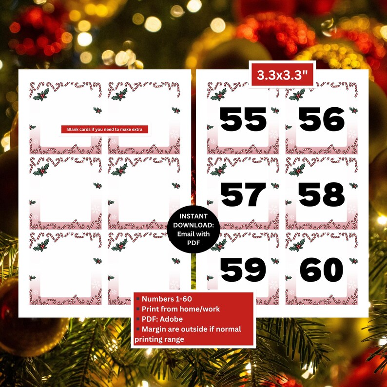 Christmas Number Cards Printable | Holiday Number Set 1-60 |cookie ...