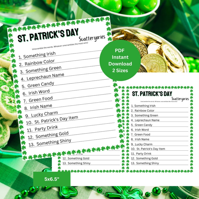 St. Patrick's Day Scattergories | St. Patrick's Day Games | Family St ...