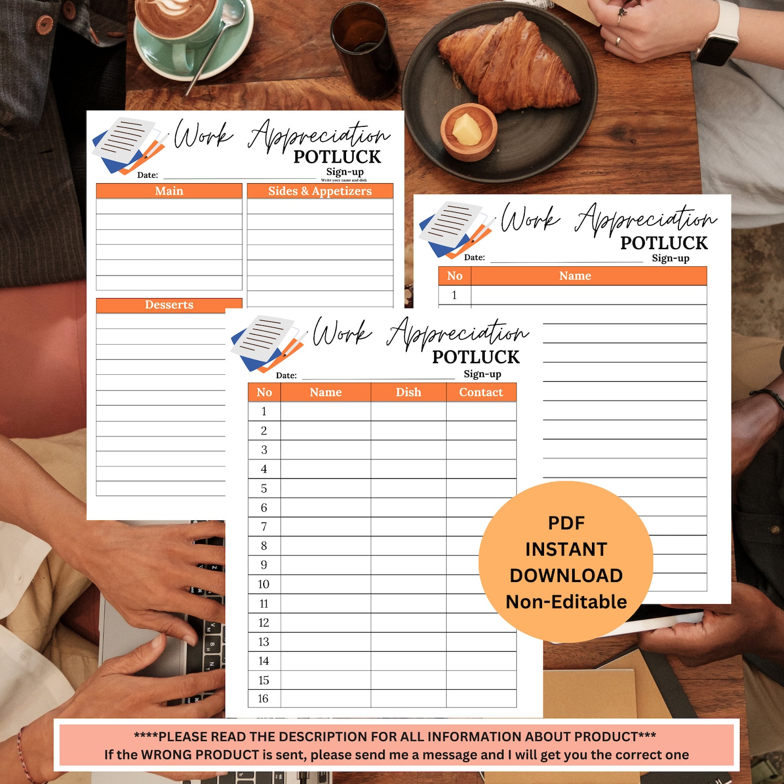 Work Appreciation Potluck Sign up Sheet | Employee Appreciation Potluck ...
