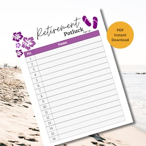 Potluck Sign up Sheet | Retirement Potluck Sign up Sheet | Retirement ...