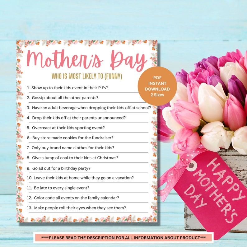 Who is Most Likely Mother's Day Game | Mothers Day Game | Mother's Day ...
