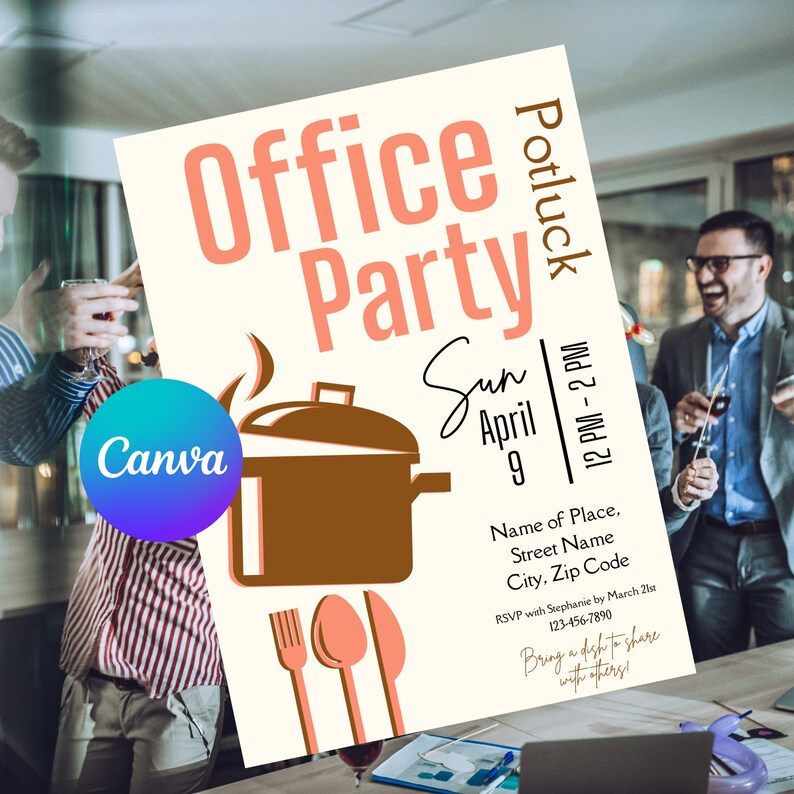 Office Party Potluck Invitation Template | Office Party Potluck Invite ...