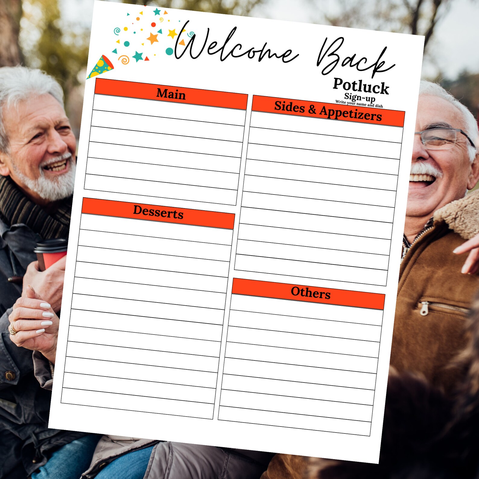 Potluck Sign up Sheet | Welcome Back Potluck Sign up Sheet | Welcome ...