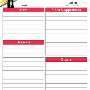 Potluck Sign up Sheet | Juneteenth Day Potluck Sign up Sheet | Potluck ...