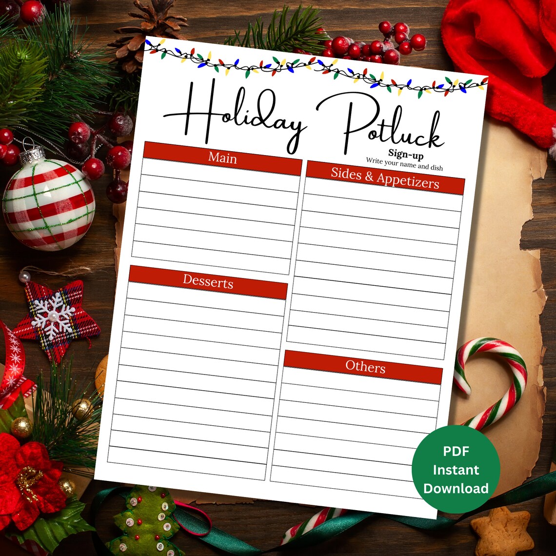 Potluck Sign up Sheet Holiday Potluck Sign up Sheet - Etsy Canada