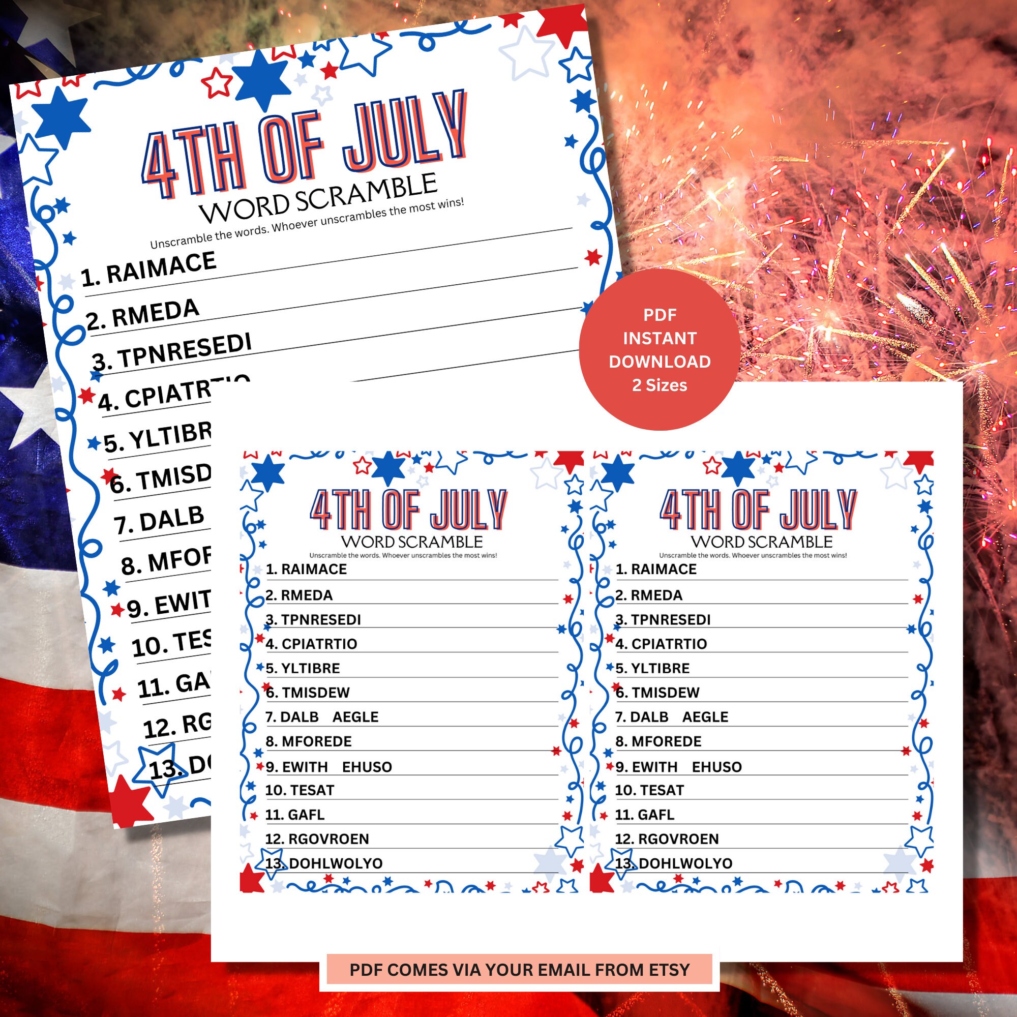 Word Scramble 4th of July Game | Independence Day Printable Games ...