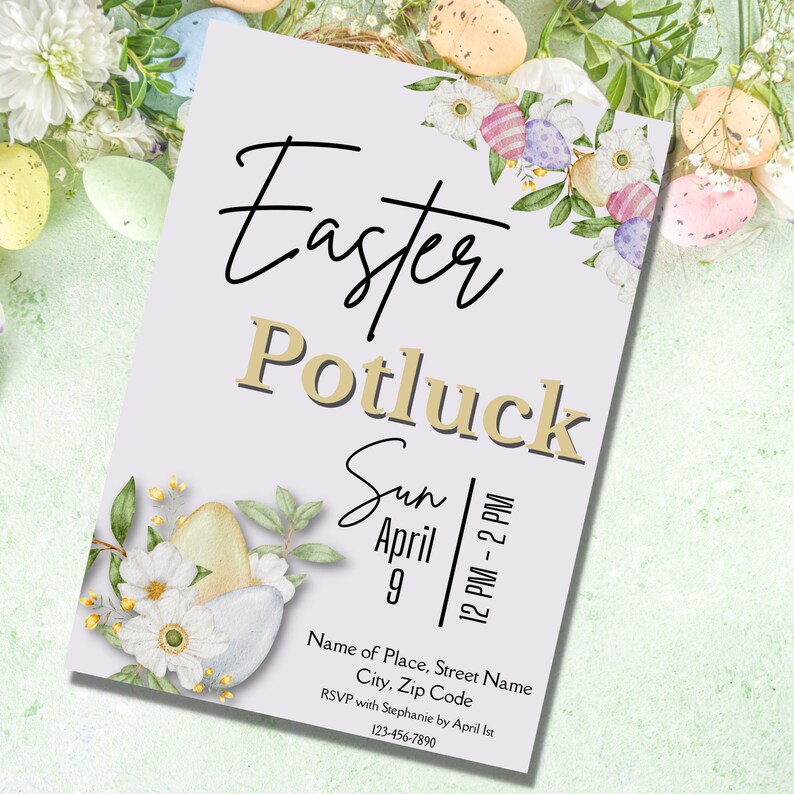 Easter Potluck Invite Template | Editable Potluck Invitation | Potluck ...