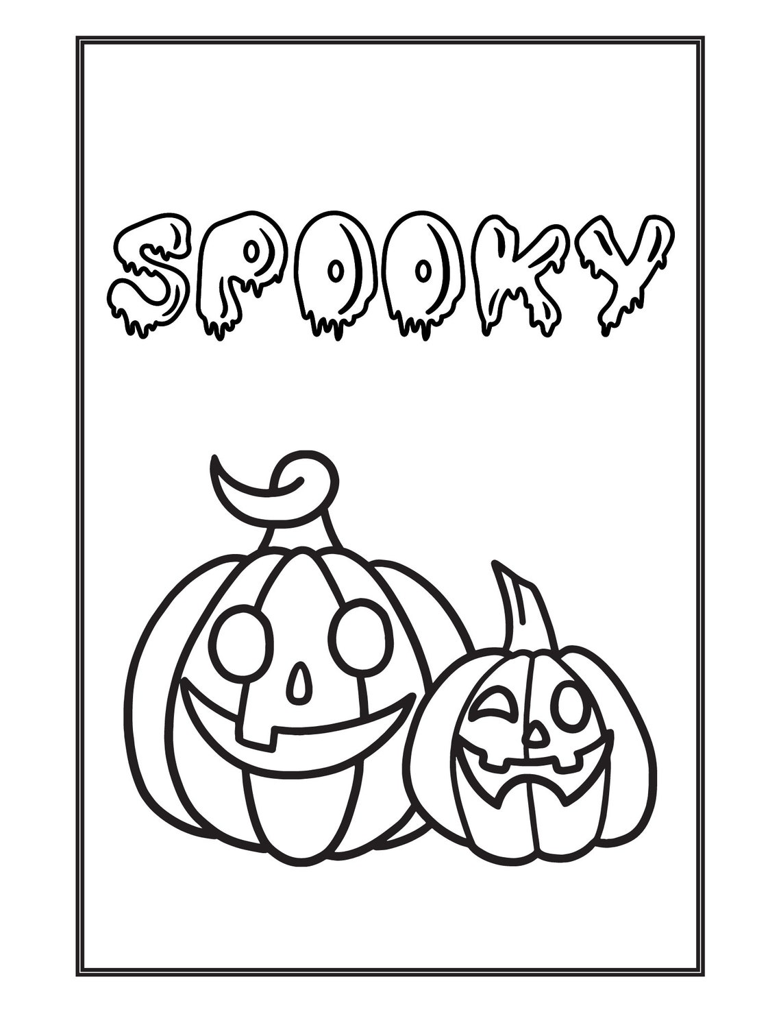 Halloween Coloring Pages Printable Easy 8.5x11 - Etsy