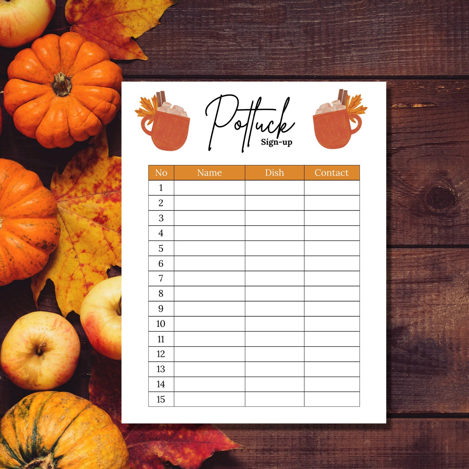 Potluck Sign up Sheet Thanksgiving Potluck Sign up Sheet - Etsy