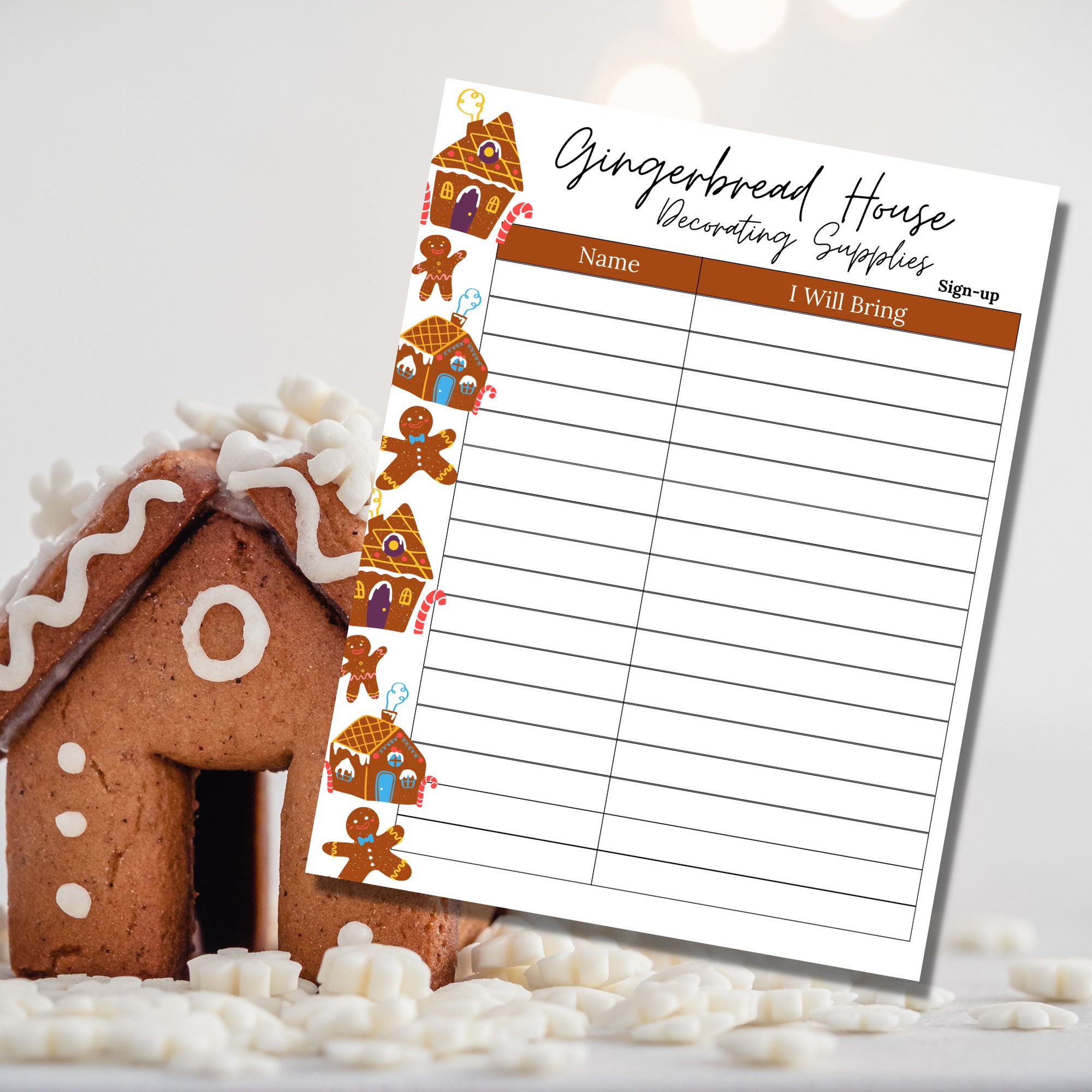 Gingerbread House Decorating Supplies Sign-up Sheet | Gingerbread House ...