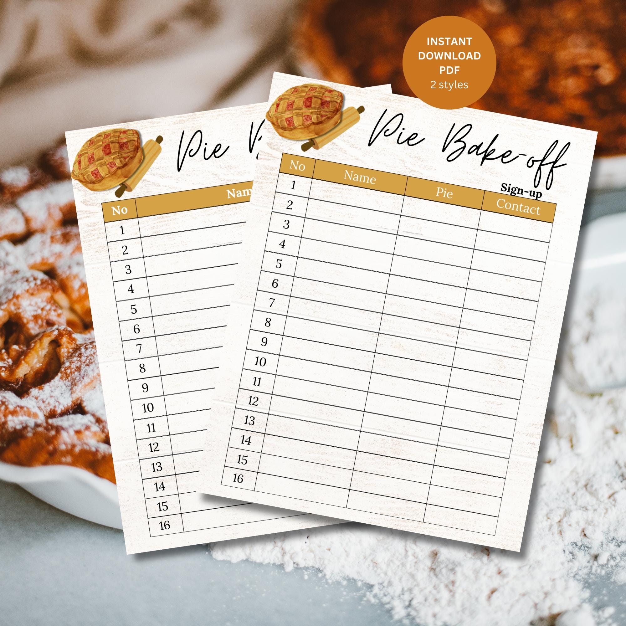 Pie Exchange Party Sign up Sheet | Pie Bake-off Party | Community Food ...