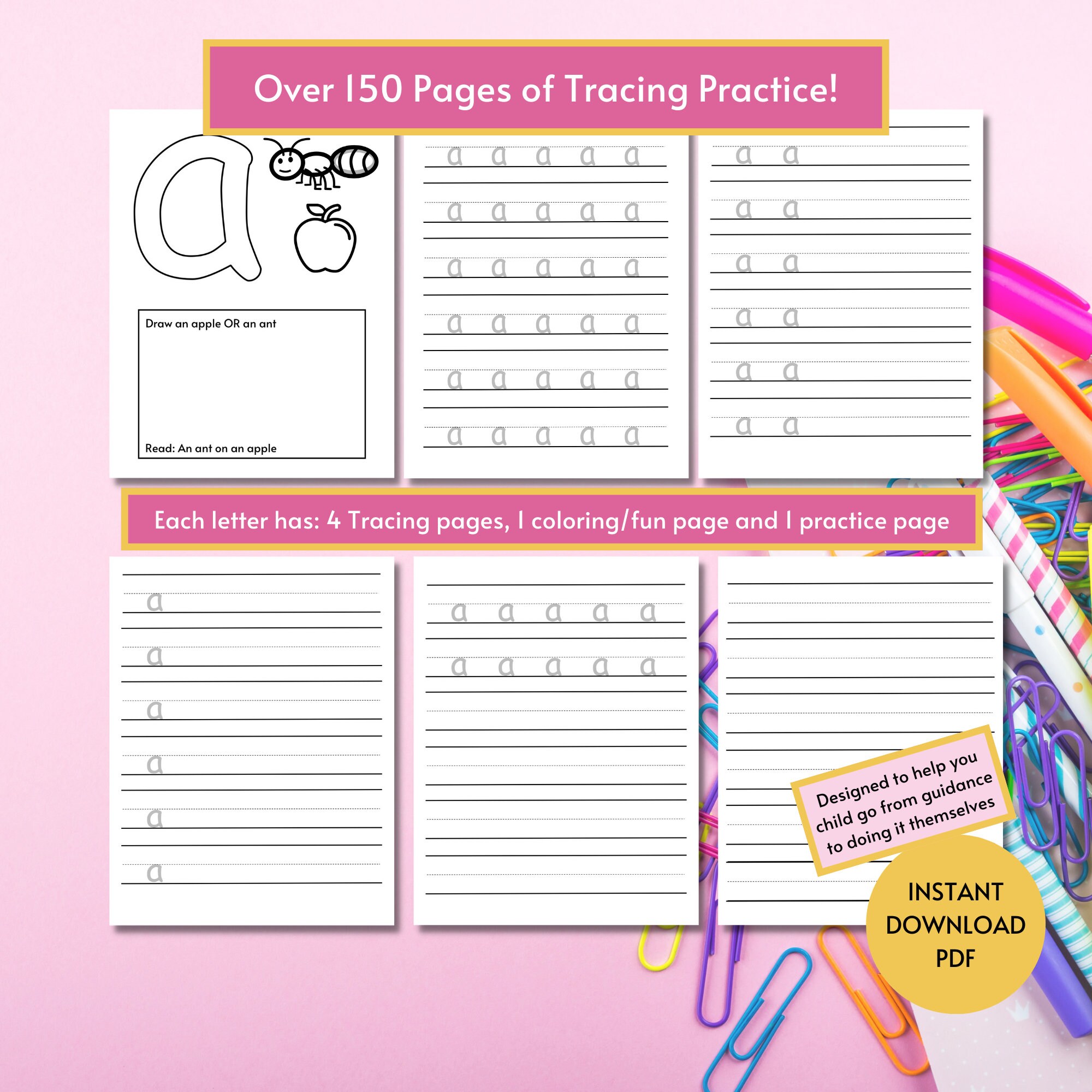 Alphabet Letter Tracing Sheets Handwriting Practice Lowercase Letter ...