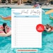 Pool Party Sign up Sheet | Summer Party Sheet | Printable Pool Party up ...
