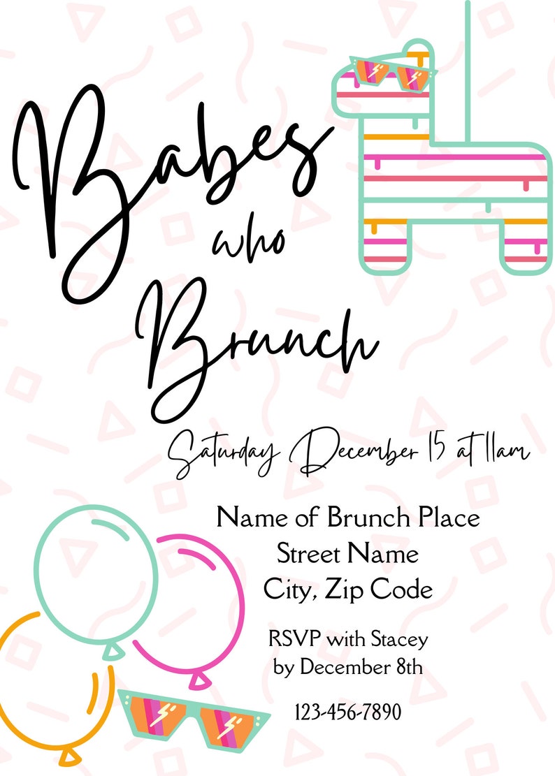 Ladies Brunch Template | Editable Girls Brunch | Ladies Brunch Invite ...