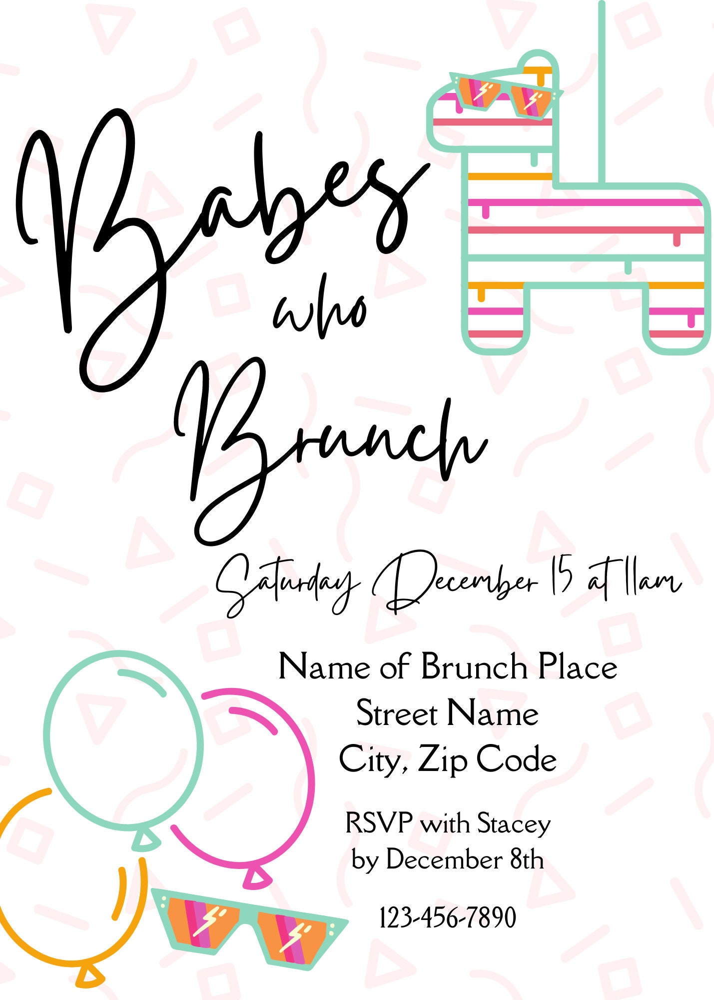 Ladies Brunch Template | Editable Girls Brunch | Ladies Brunch Invite ...
