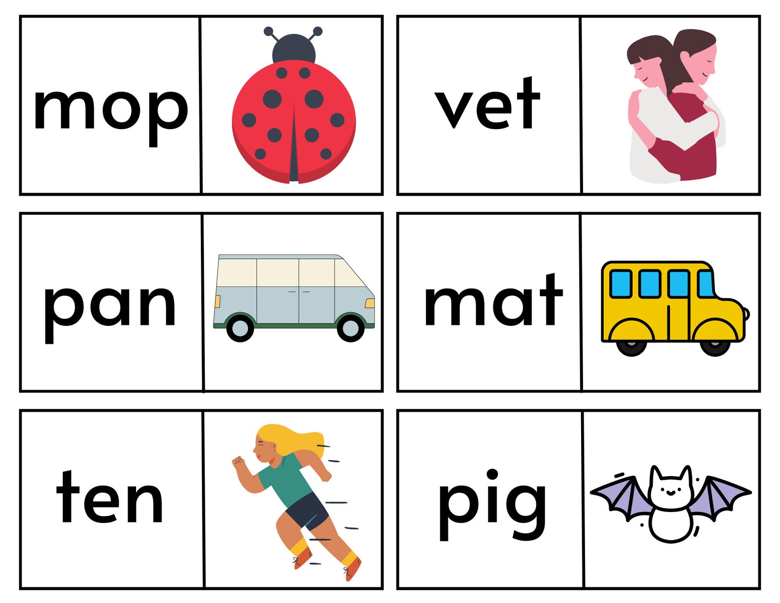 Phonics Matching Cards Game Vowels| CVC Words | Phonics Games |phonics ...