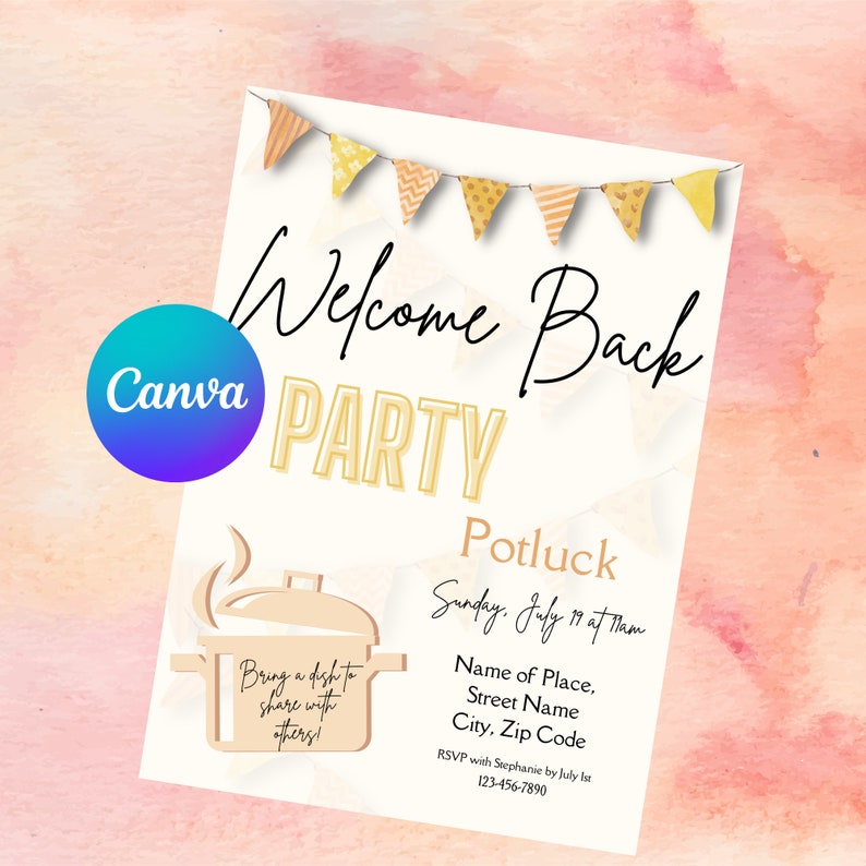 Welcome Back Potluck Invitation Template | Welcome Back Potluck Invite ...