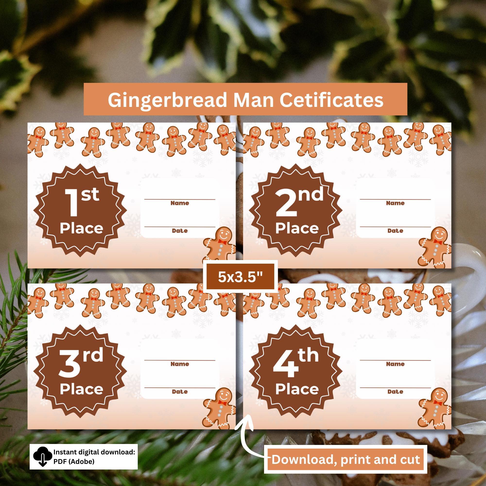 Gingerbread Man Certificate Cards |christmas Contest | Baking ...