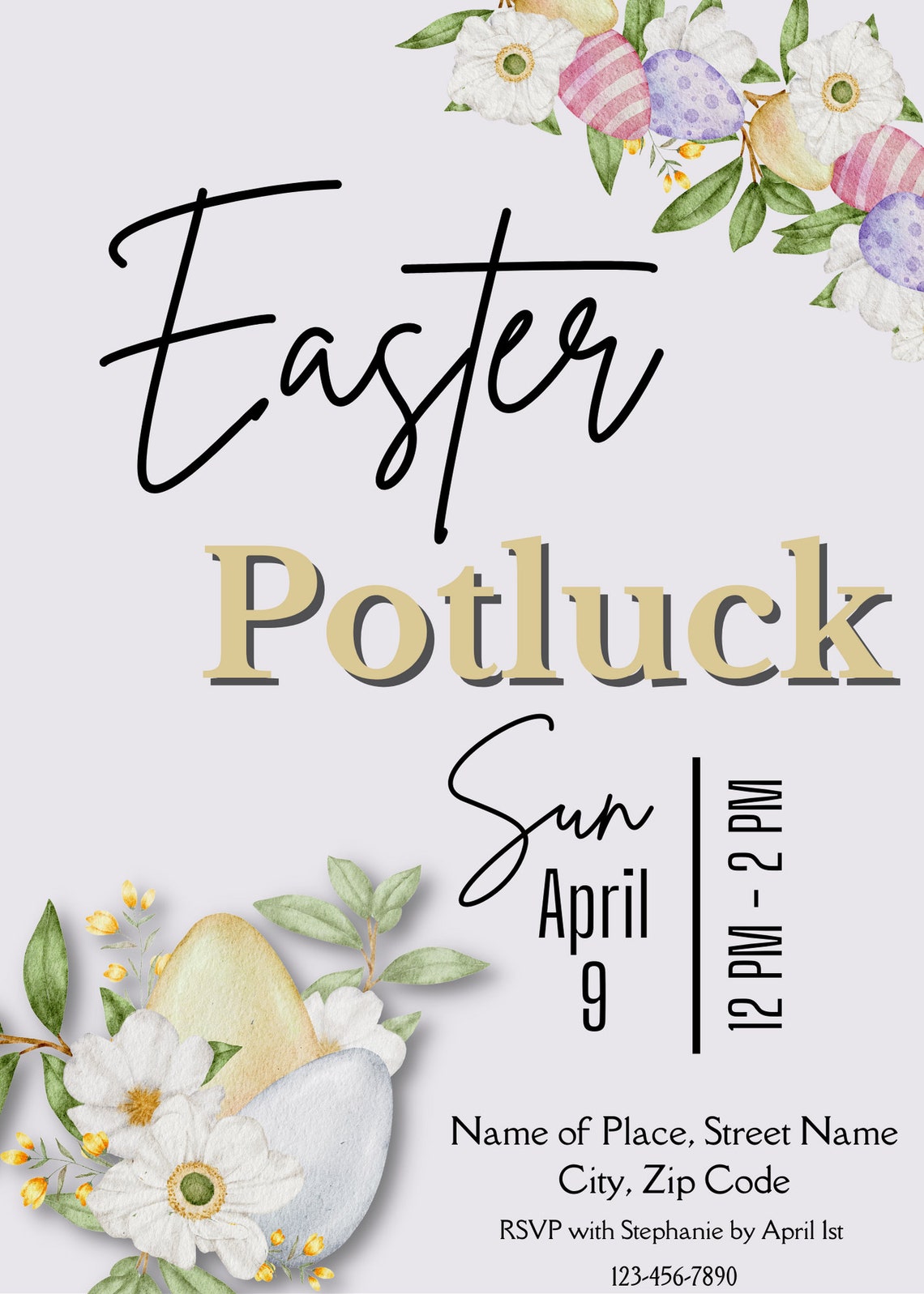 Easter Potluck Invite Template Editable Potluck Invitation Potluck ...