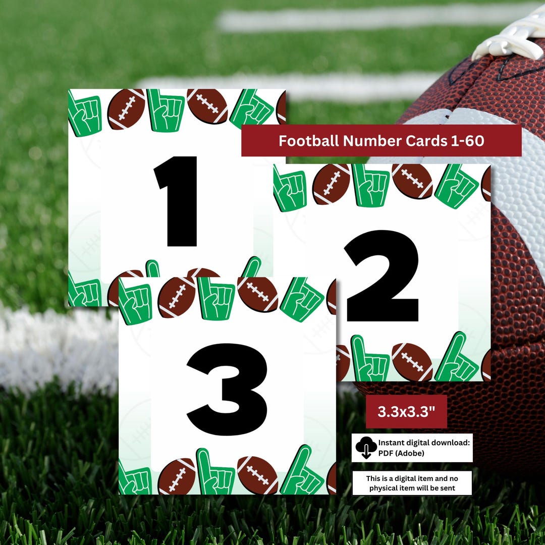 Football Number Cards |the Big Game Appetizers | Football Games ...