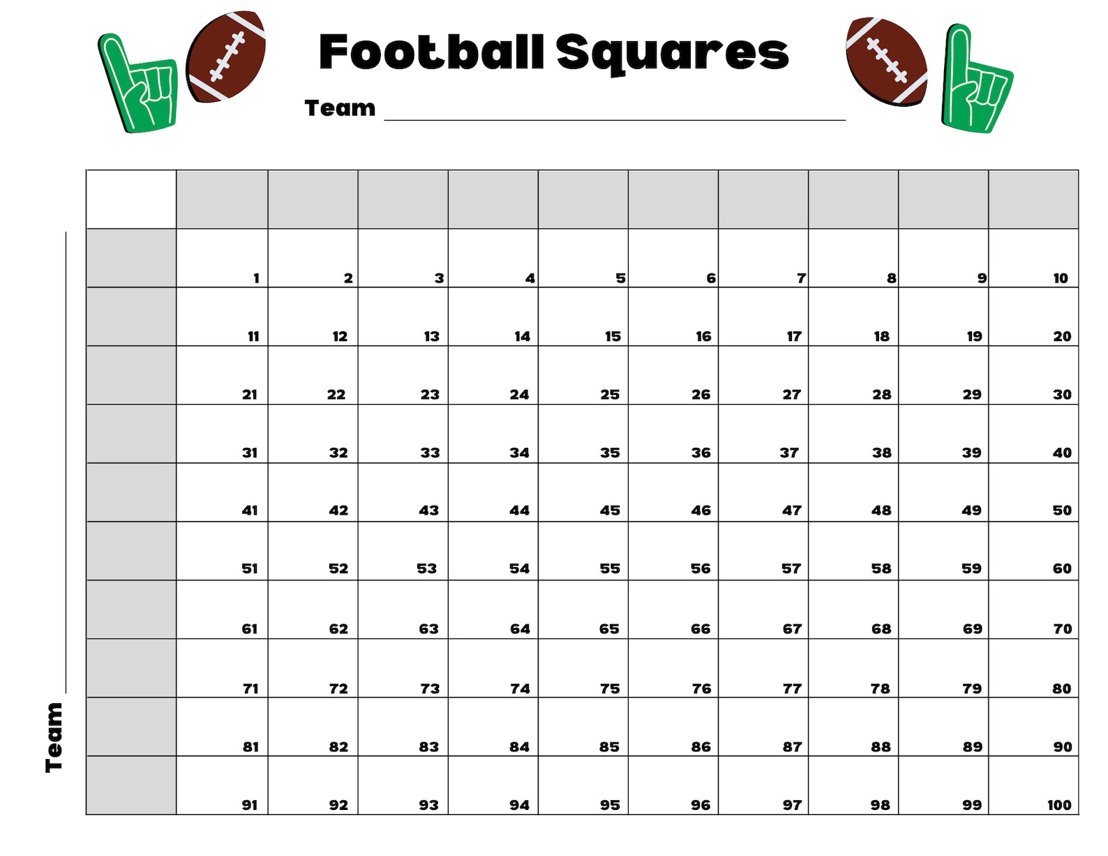 Football Squares | Football Squares | Football Party Game | Football ...