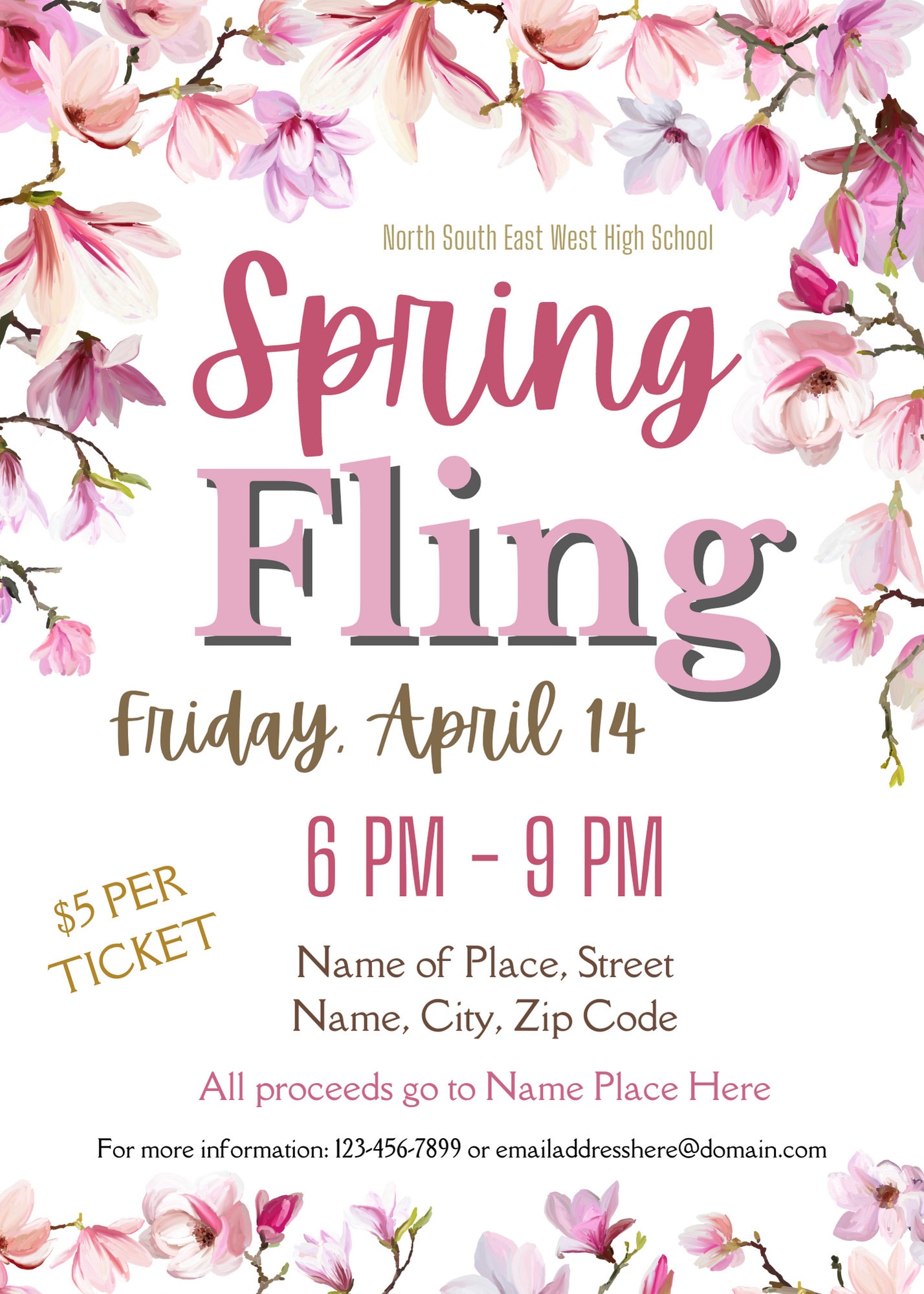 Spring Fling Invitation Template Spring Fling School Dance Flyer School ...