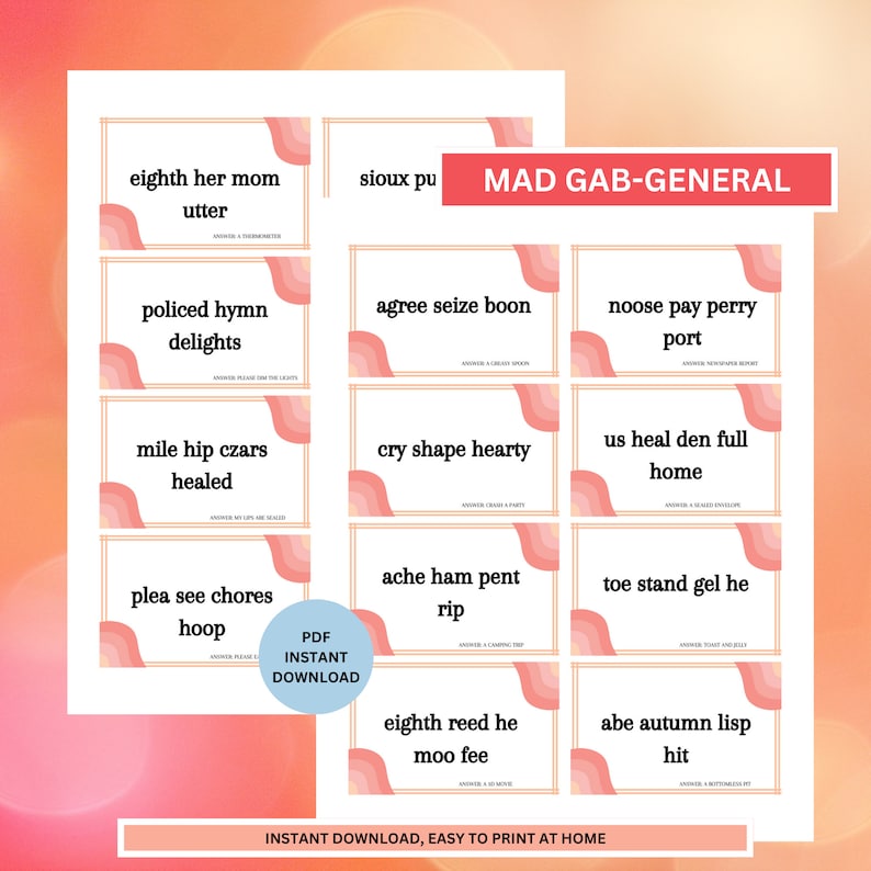 Mad Gab General | Family Games | Adult Games | Birthday Games | Summer Games | Work Office Games ...