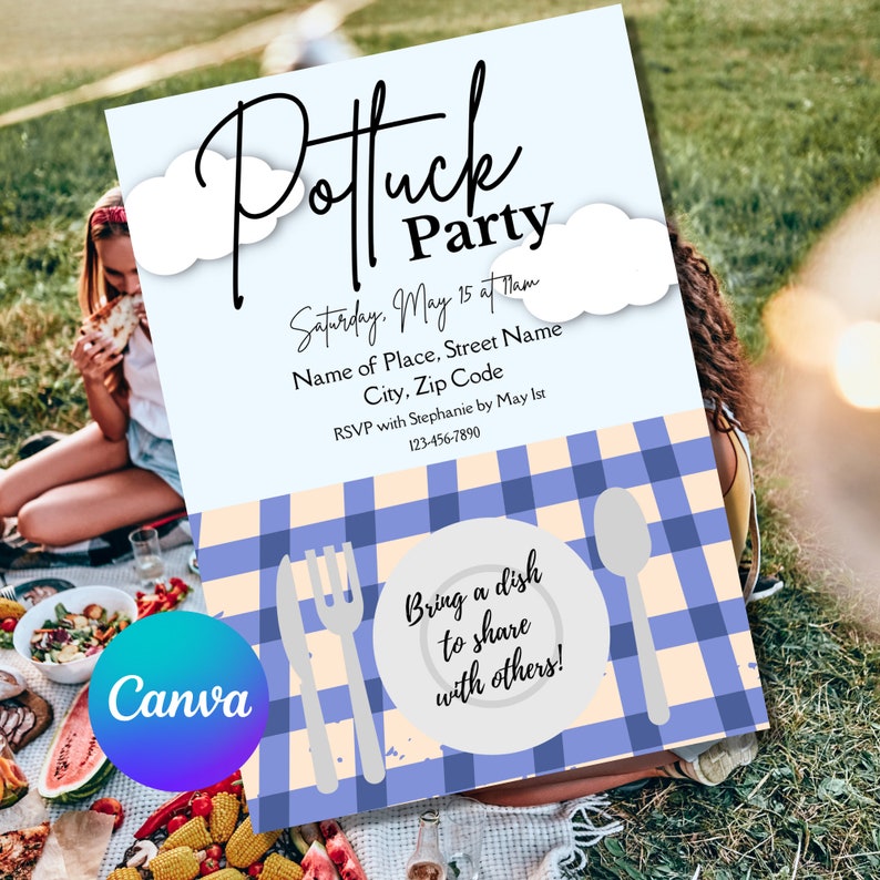 Potluck Invite Template | Editable Potluck Invitation | Potluck Invite ...