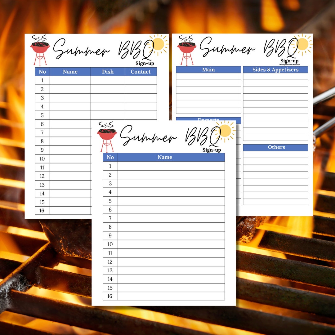 Summer Potluck Sign up Sheet | Summer Potluck Sheet | Summer Potluck ...