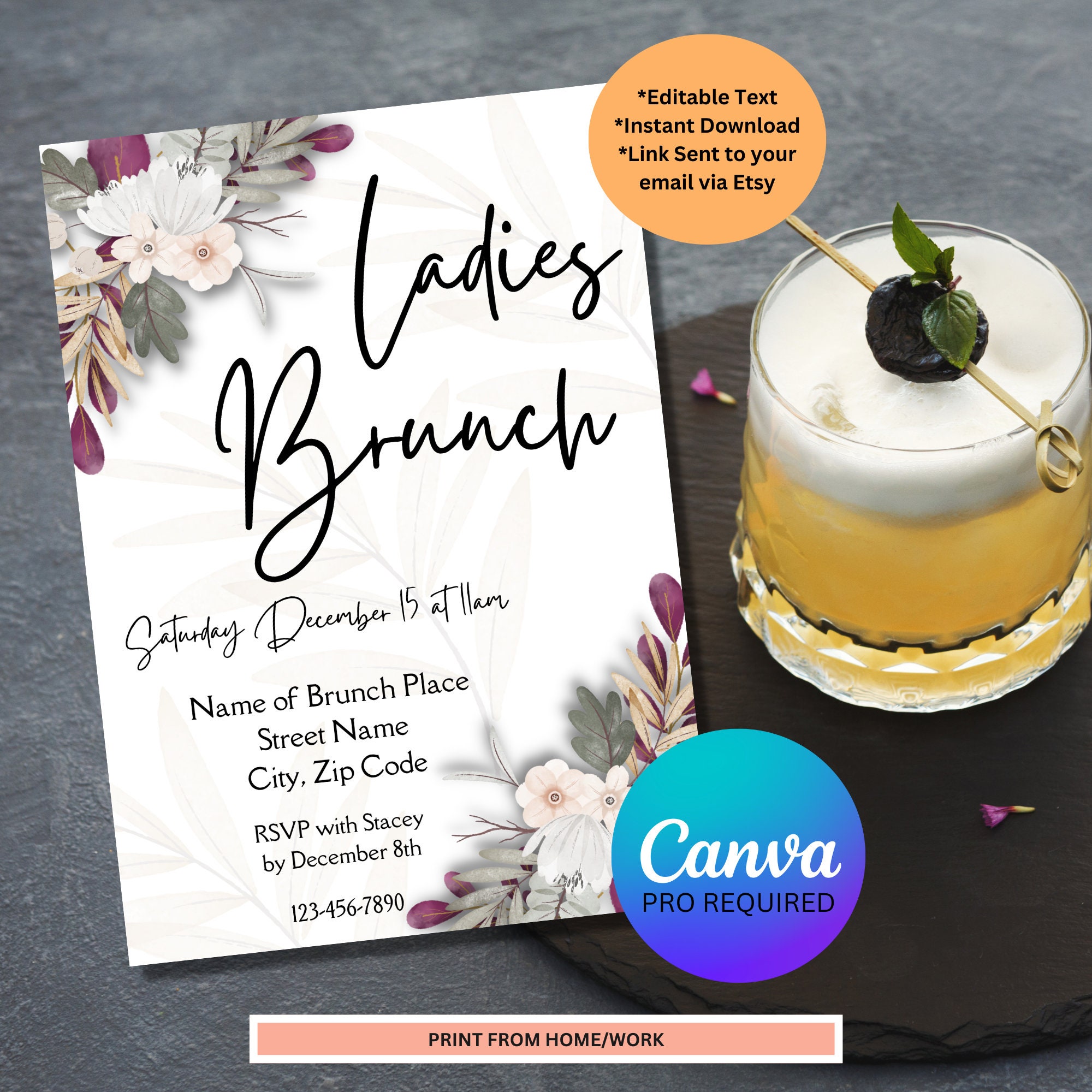 CANVA PRO Ladies Brunch Template | Editable Girls Brunch | Ladies ...