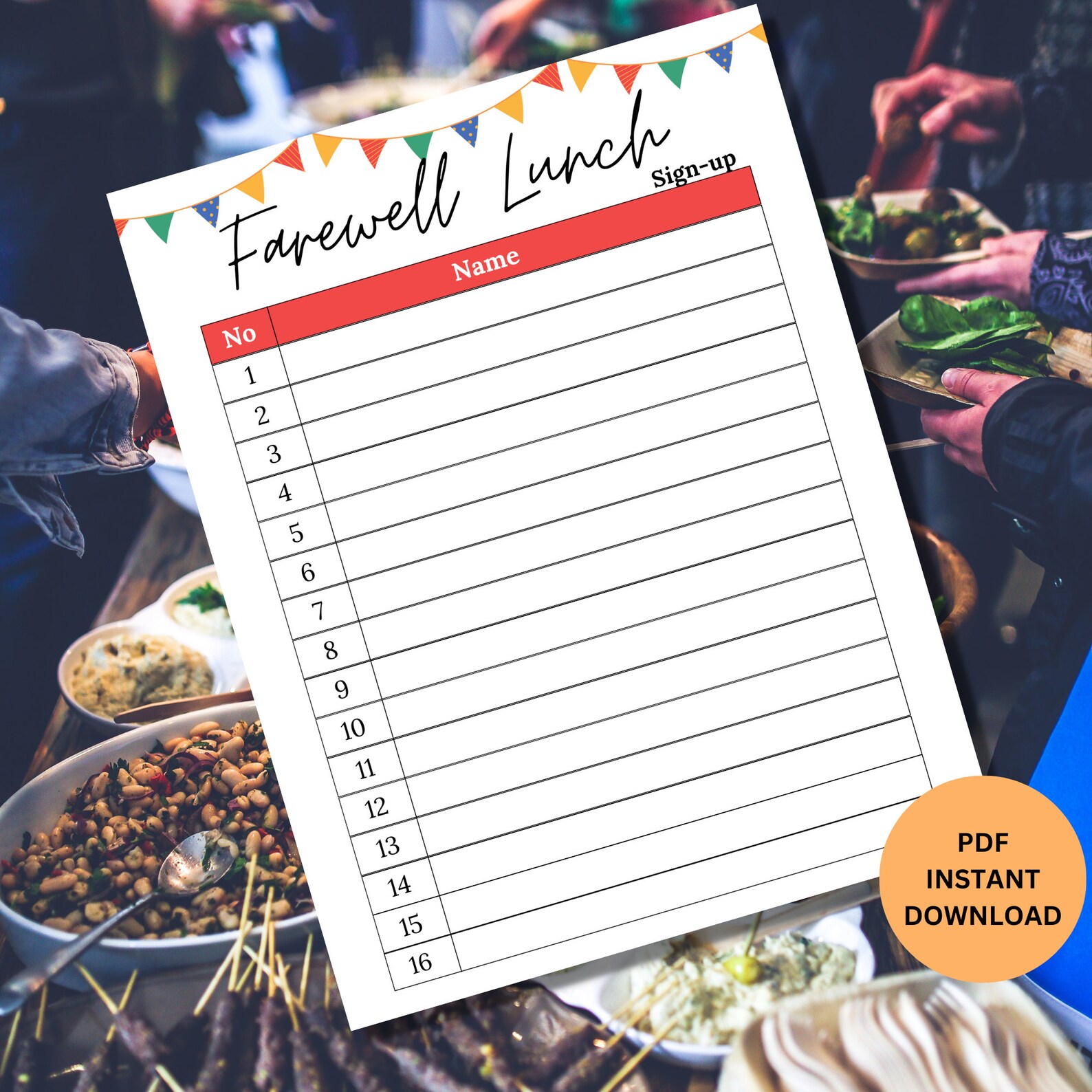 Farewell Lunch Sign up Sheet Lunch Sign up Sheet Farewell - Etsy Canada