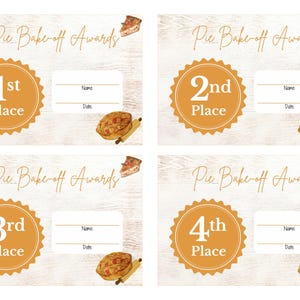 Pie Bake-off Award Cards| Pie Party | Pie Cook-off Event | Pie Award ...