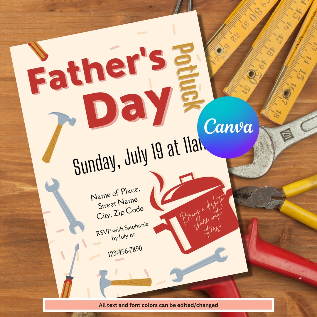 Father's Day Potluck | Editable Father's Day Potluck | Father's Day ...