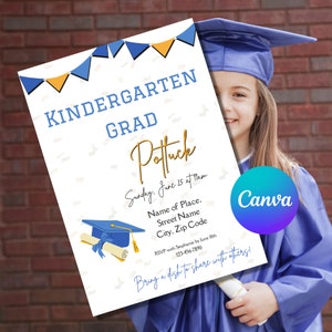 Kindergarten Grad Potluck Invitation Template | Kindergarten Grad Party ...