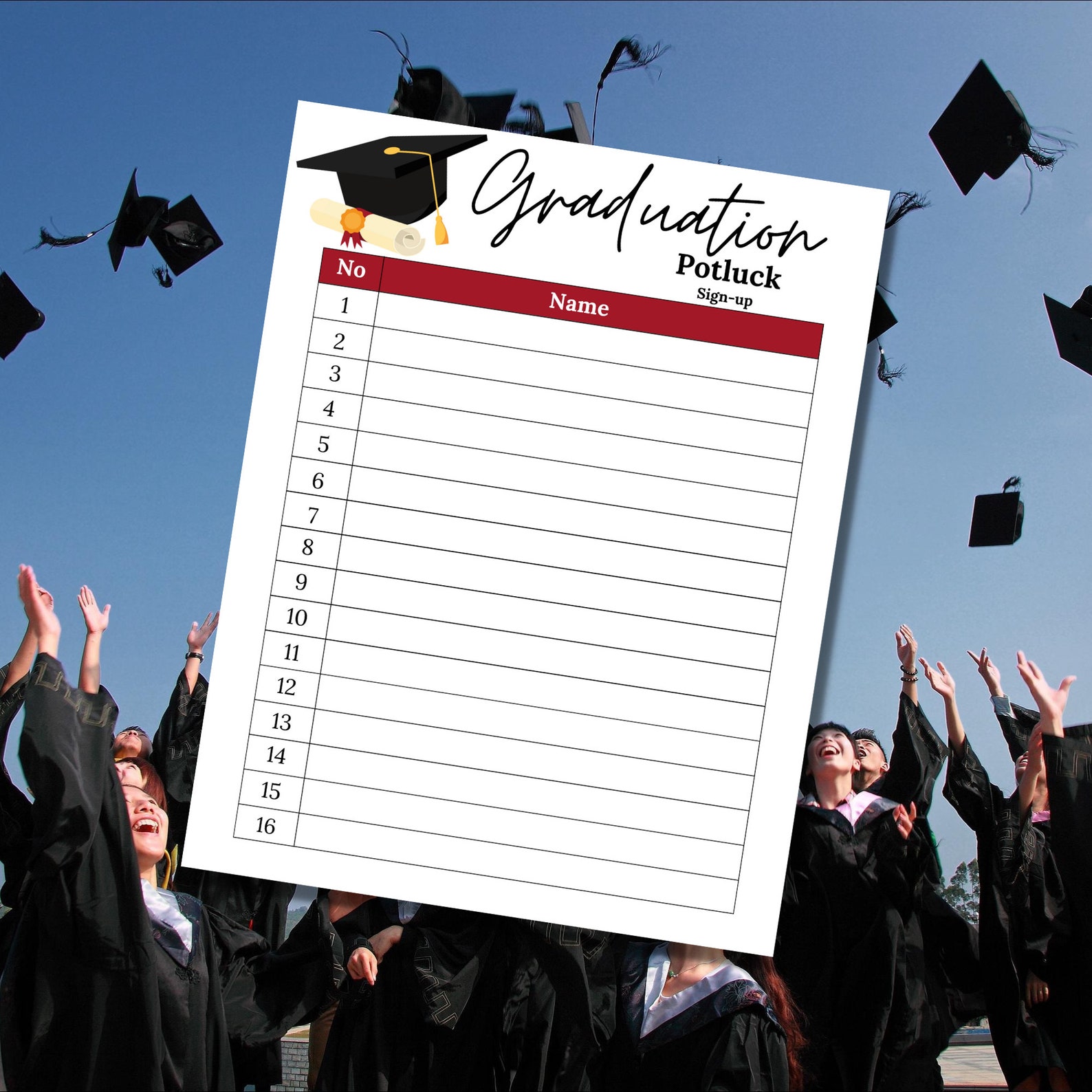 Potluck Sign up Sheet Graduation Potluck Sign up Sheet - Etsy