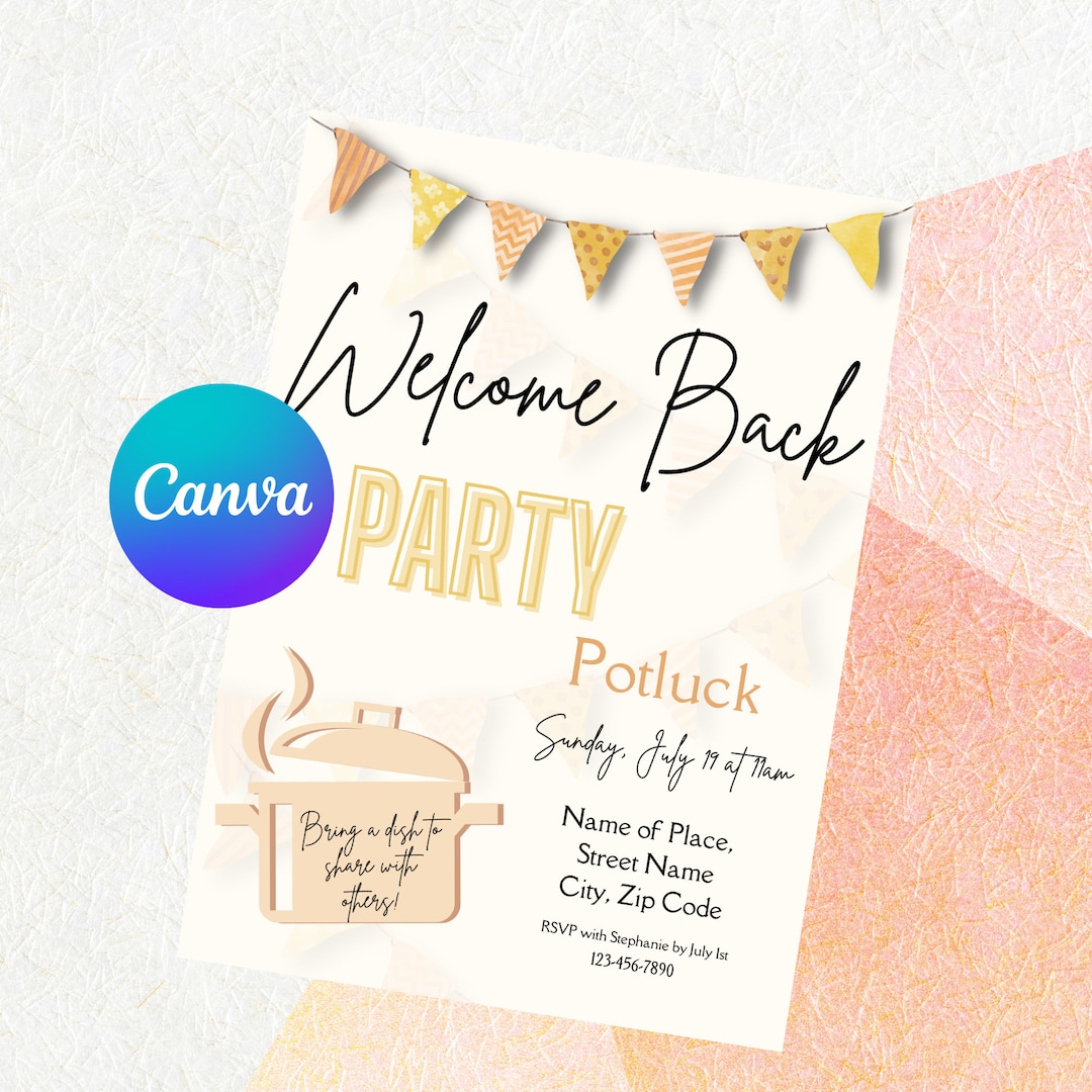 Welcome Back Potluck Invitation Template Welcome Back - Etsy