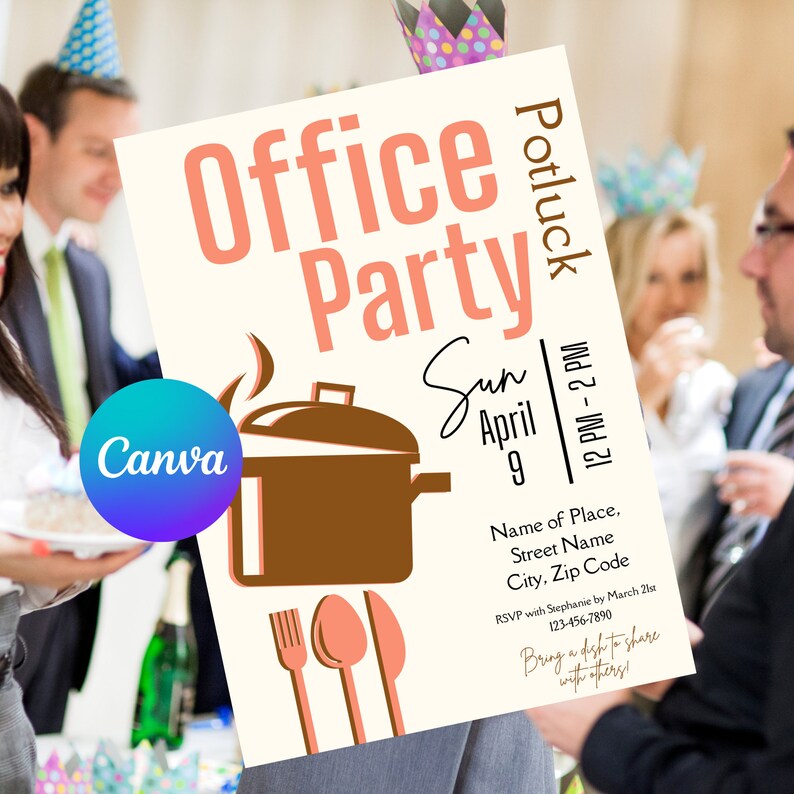 Office Party Potluck Invitation Template | Office Party Potluck Invite ...