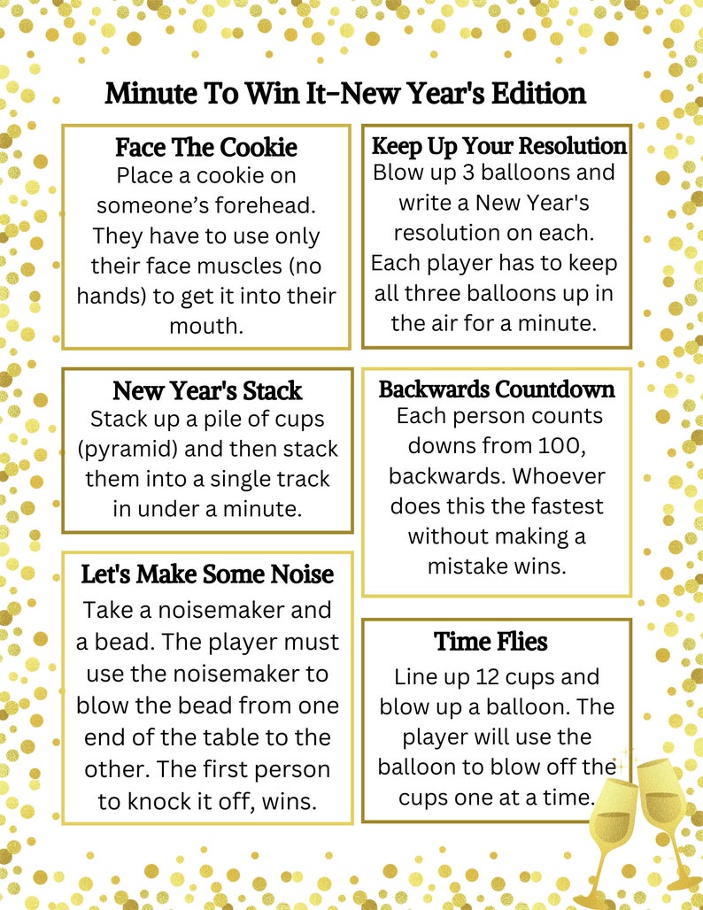 Minute to Win It Games | Minute to Win It New Year's Games | New Year's ...